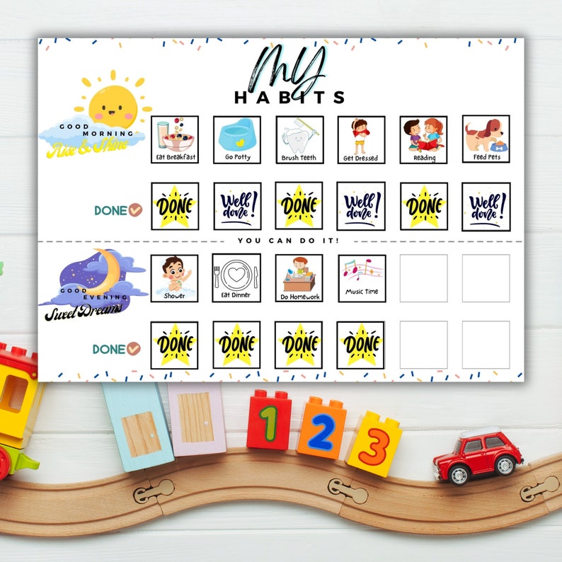 Kids Daily Routine Chart Printable Chore Routine - Etsy