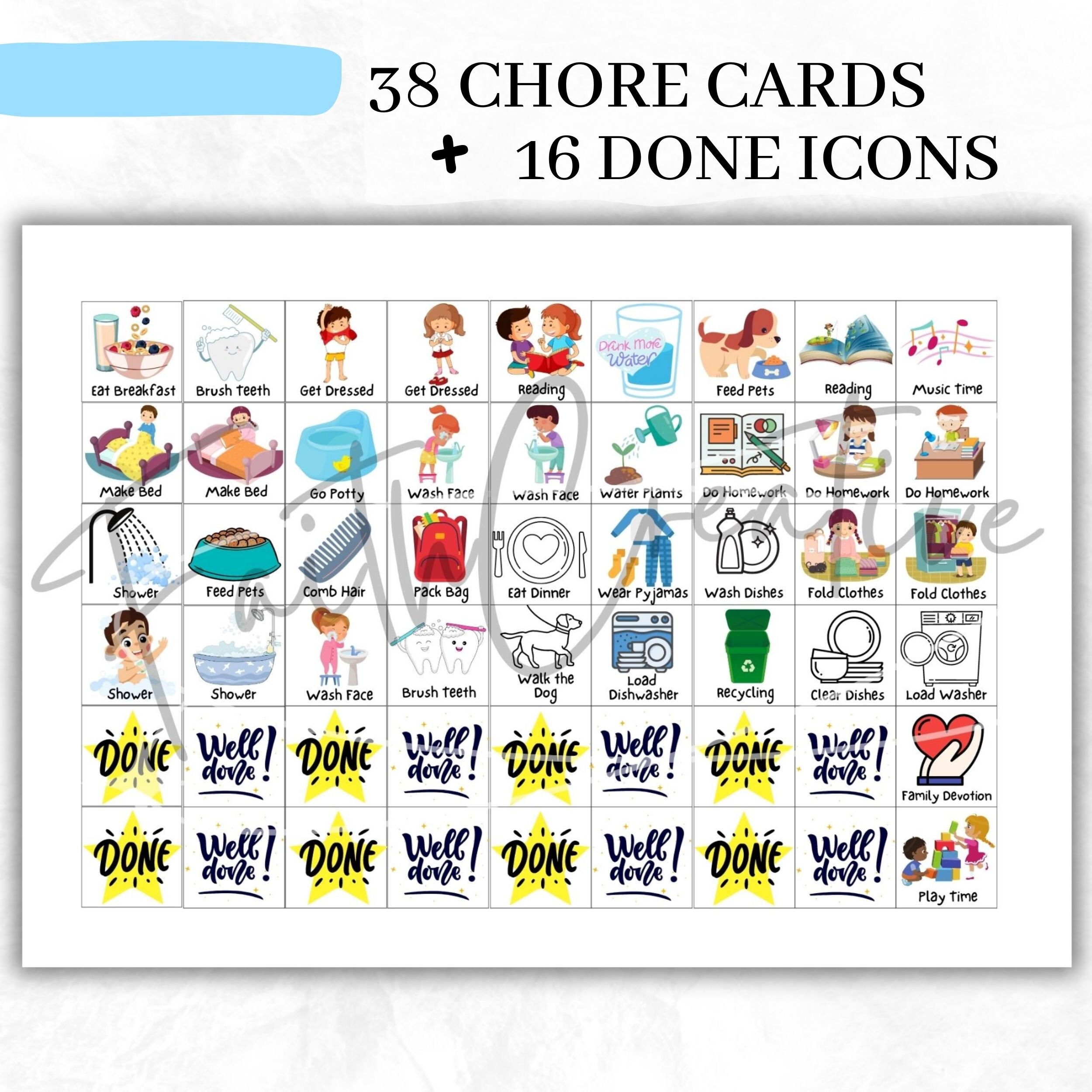 Kids Daily Routine Chart | Printable Chore Routine | Responsibility ...