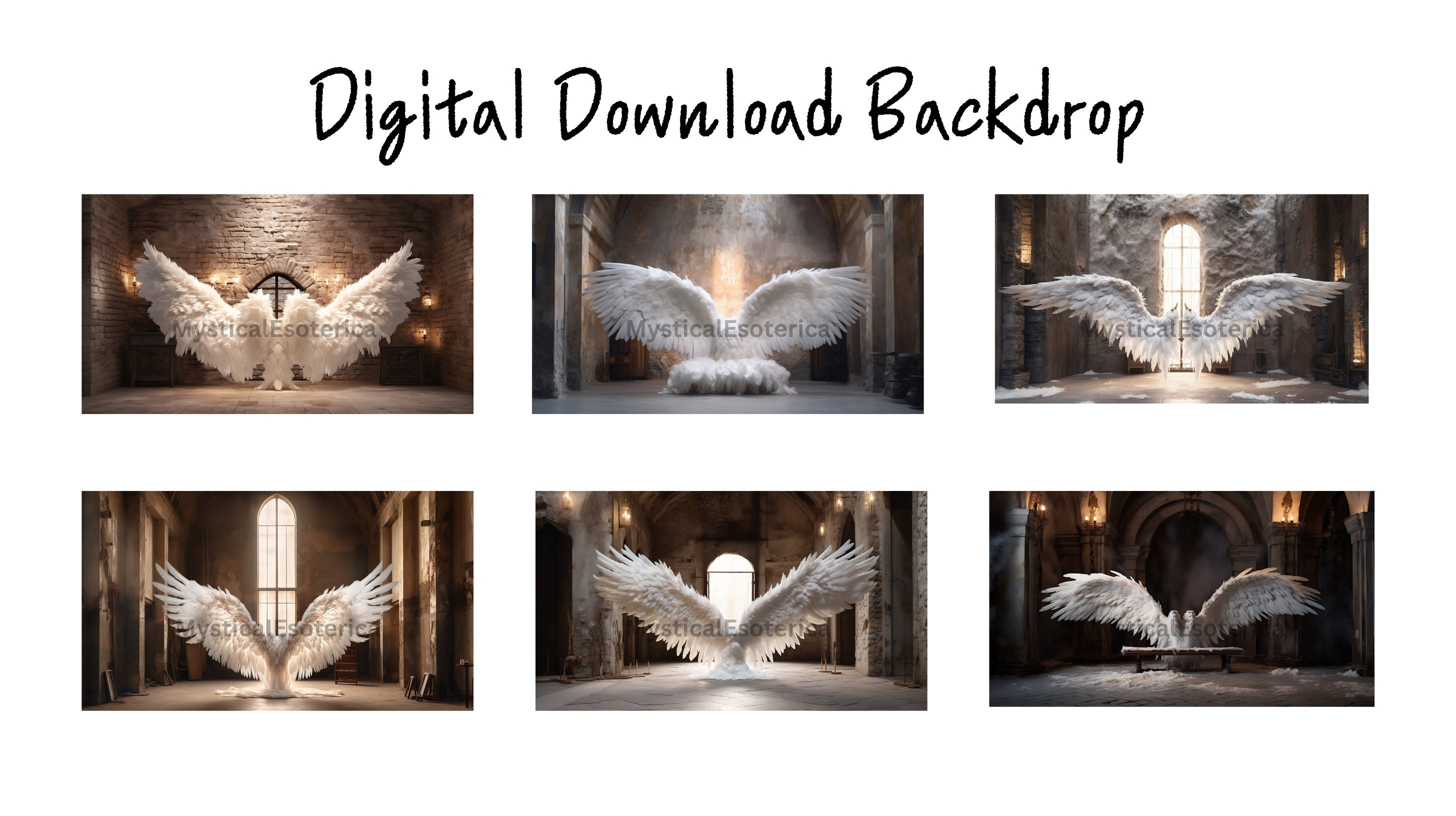6 X Digital Backdrops Angel Wings Digital Backgrounds - Etsy Australia