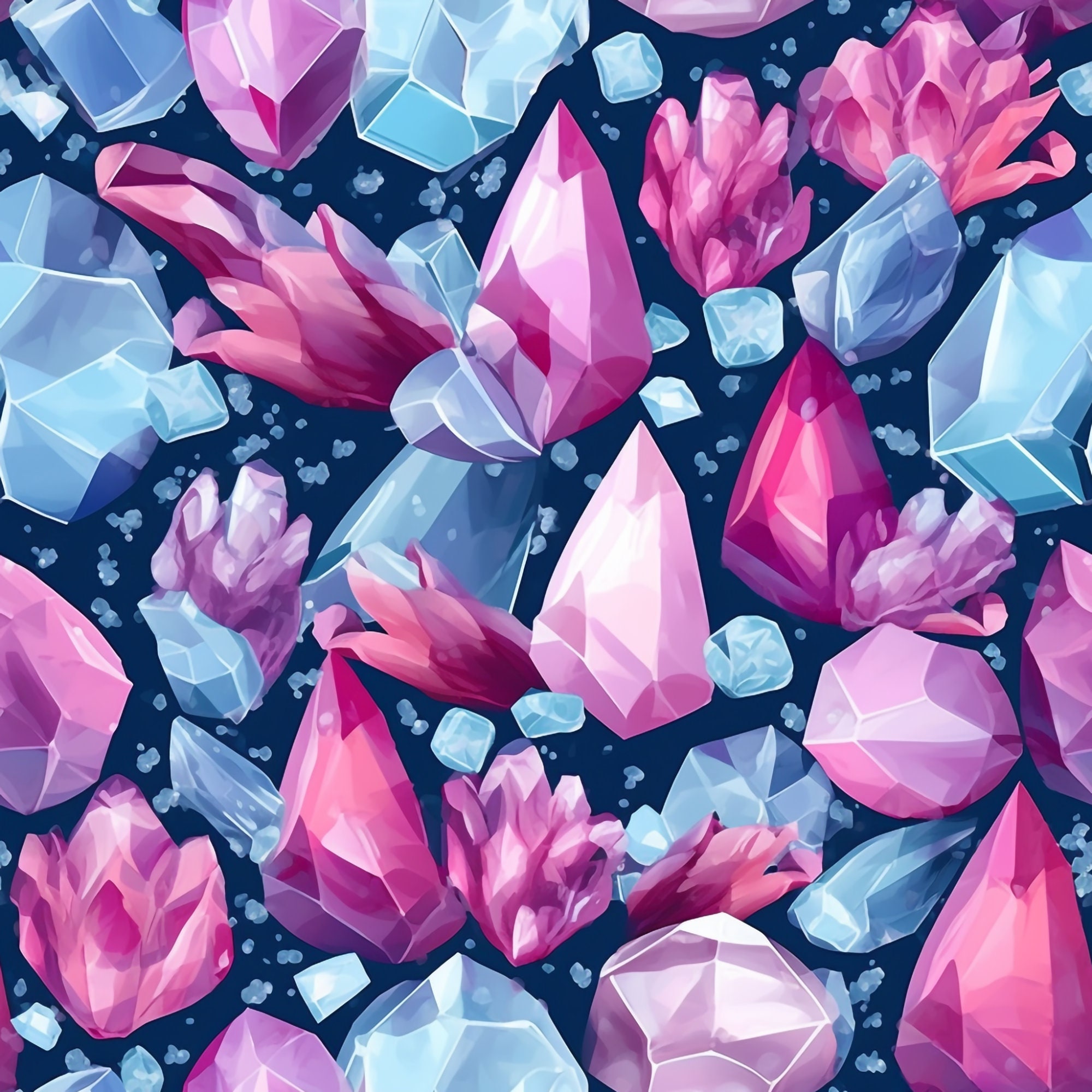 Seamless Background With Pink and Blue Crystals | Digital Download ...