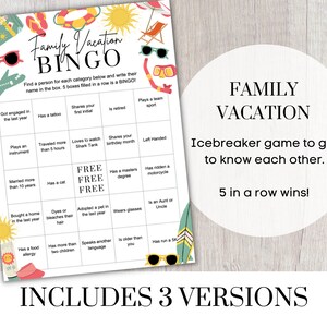 Editable Bingo Cards: Beach Vacation | Family Vacation | Family Reunion ...
