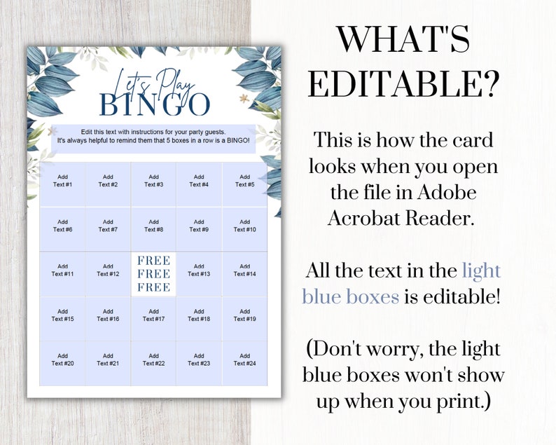 Editable Bingo Cards: Boy Baby Shower | Bridal Shower | Birthday Party ...