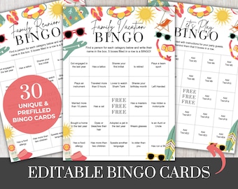 Editable Bingo Cards: Mountain Trip | Camping | Family Vacation ...