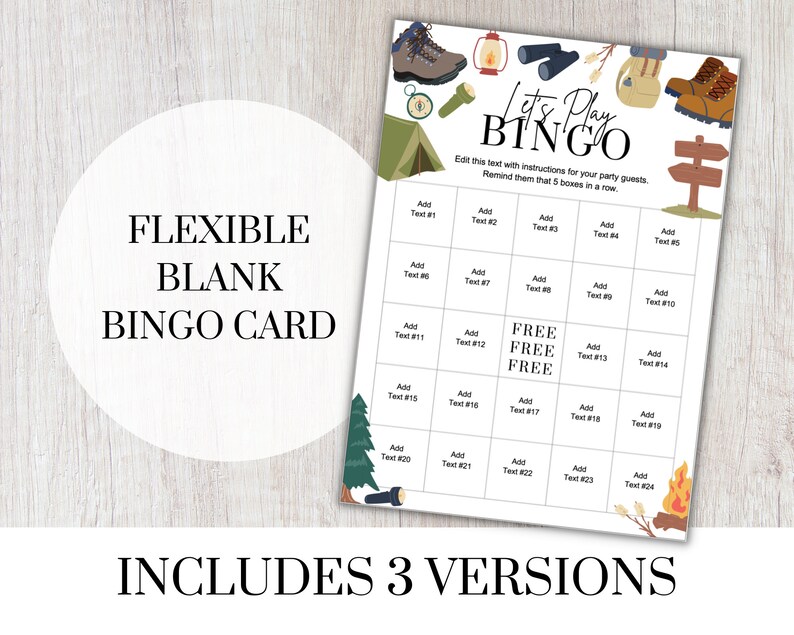 Editable Bingo Cards: Mountain Trip | Camping | Family Vacation ...