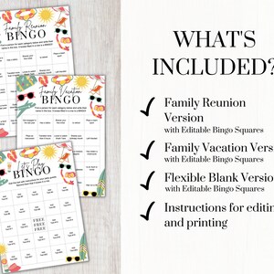 Editable Bingo Cards: Beach Vacation | Family Vacation | Family Reunion ...