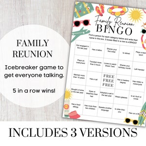 Editable Bingo Cards: Beach Vacation | Family Vacation | Family Reunion ...