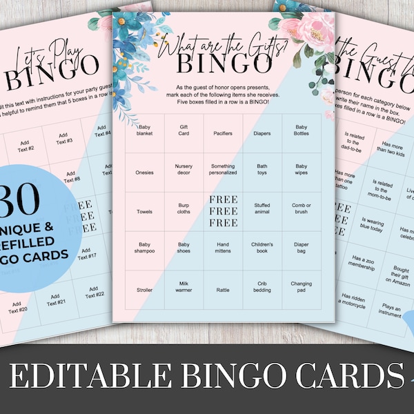 Gender Reveal Bingo Cards - Etsy