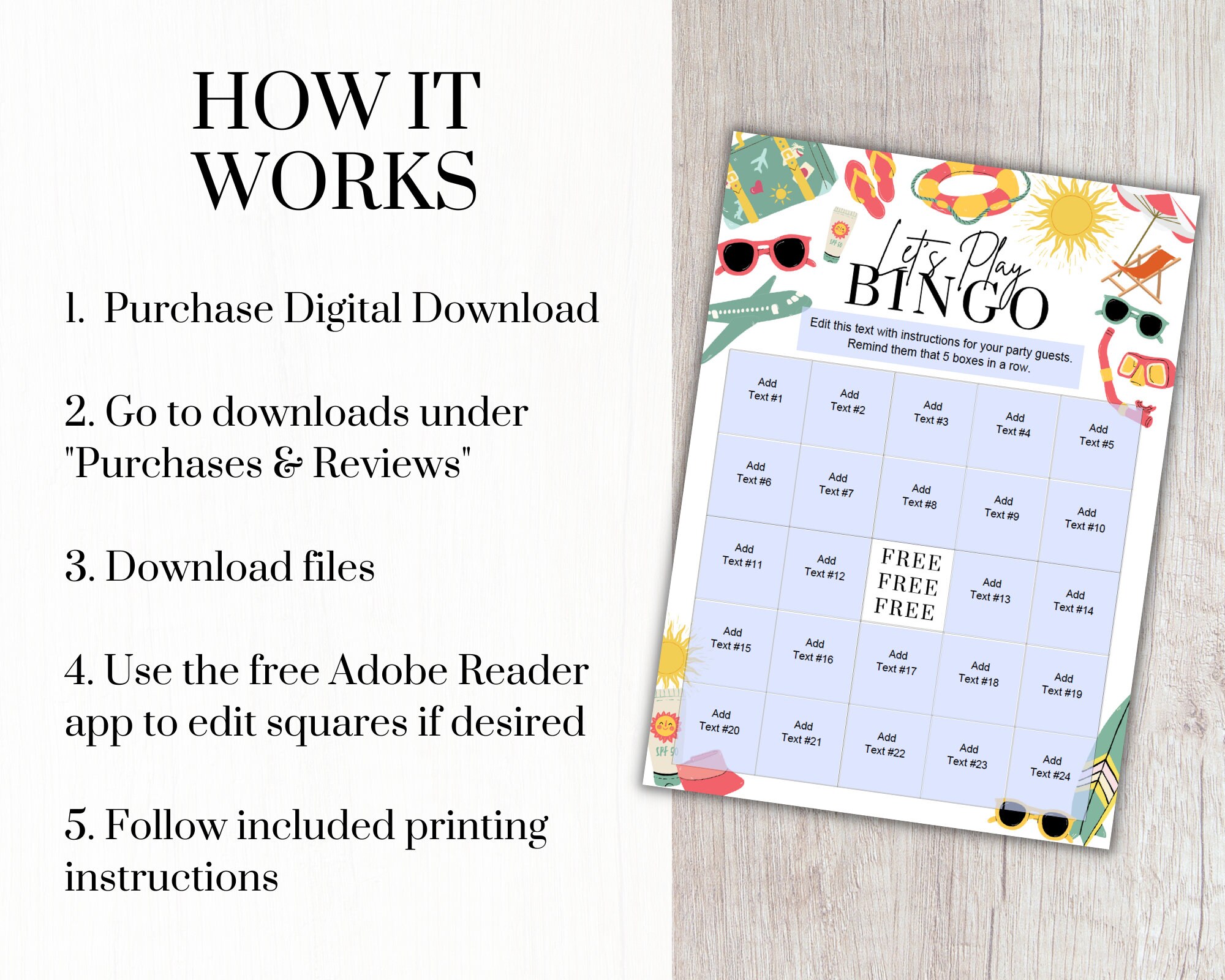 Editable Bingo Cards: Beach Vacation | Family Vacation | Family Reunion ...