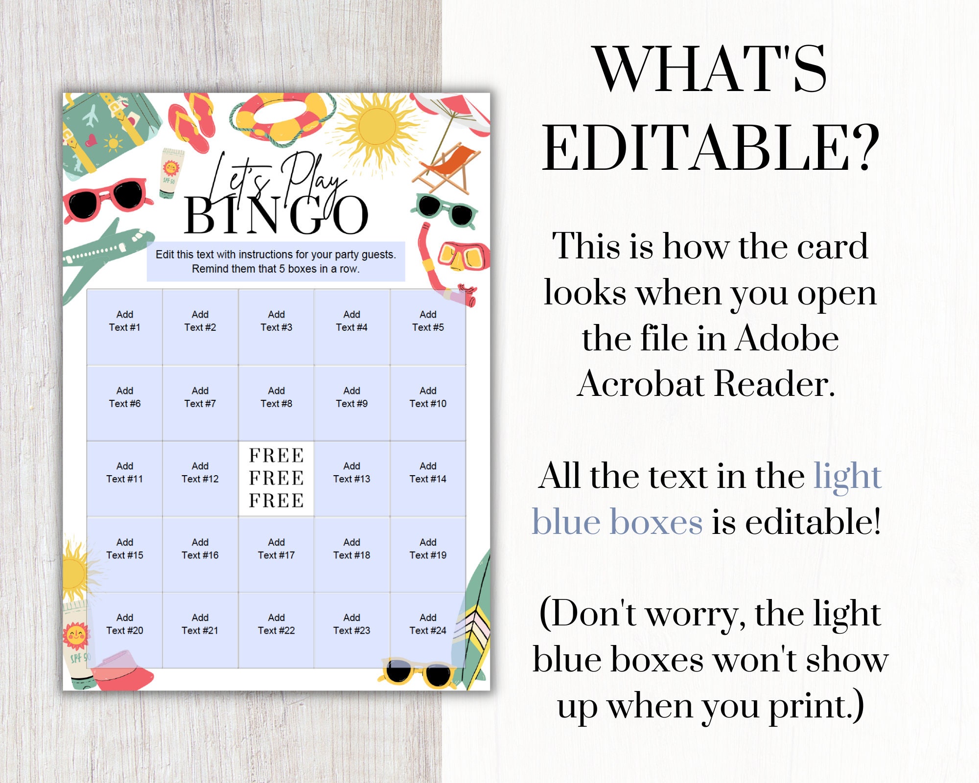 Editable Bingo Cards: Beach Vacation | Family Vacation | Family Reunion ...