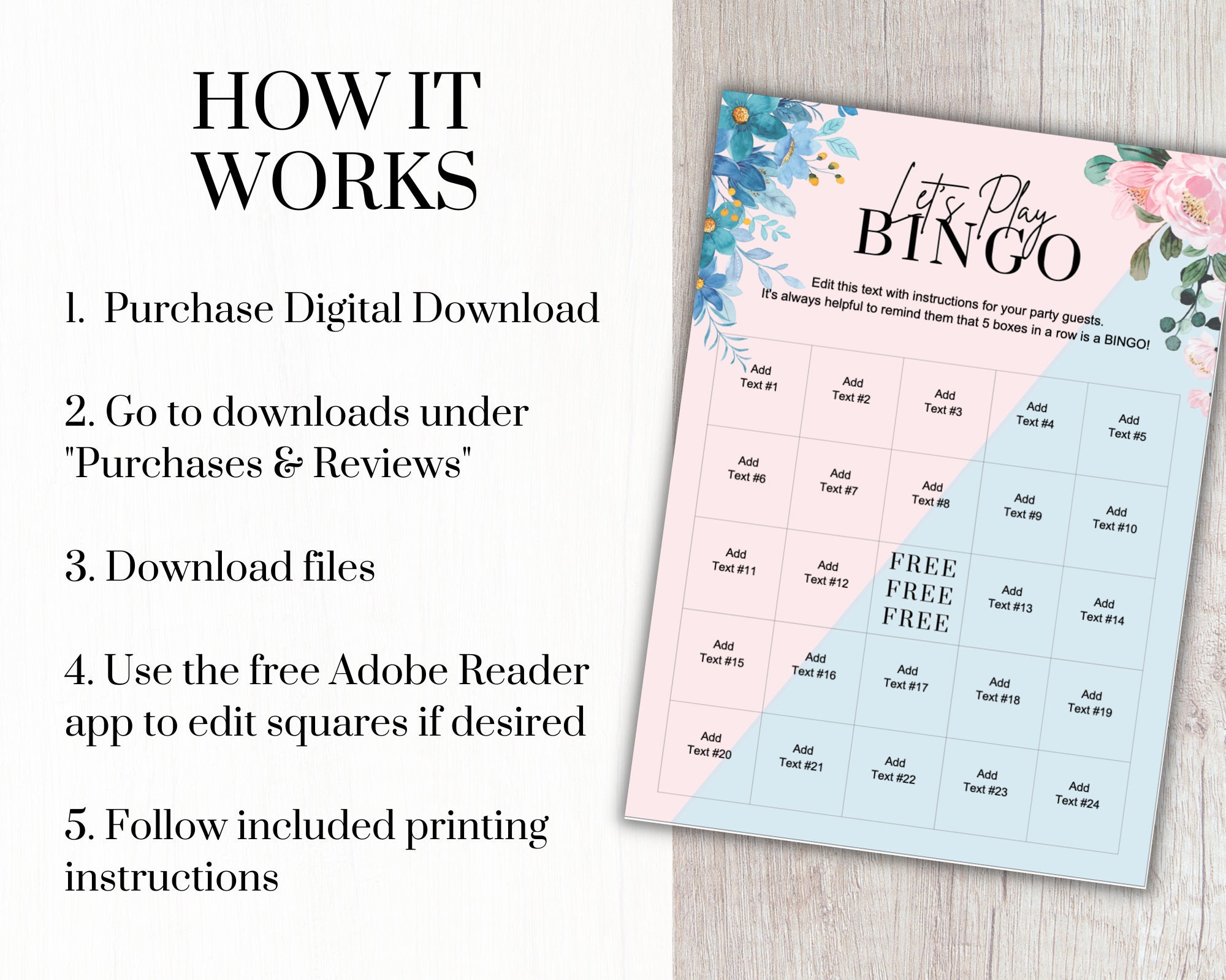 Editable Bingo Cards: Gender Reveal | Baby Shower | Birthday Party ...