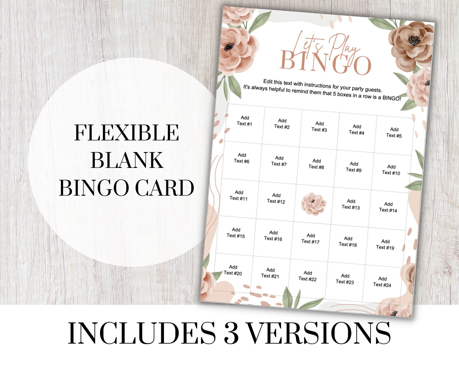 Editable Bingo Cards: Pink Boho Flower Baby Shower | Bridal Shower ...