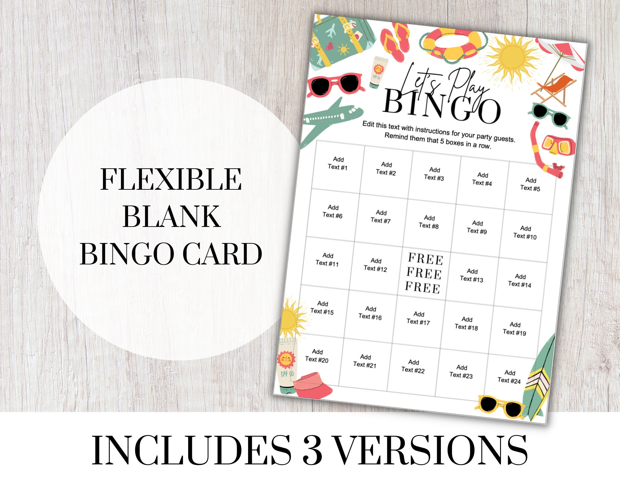 Editable Bingo Cards: Beach Vacation | Family Vacation | Family Reunion ...