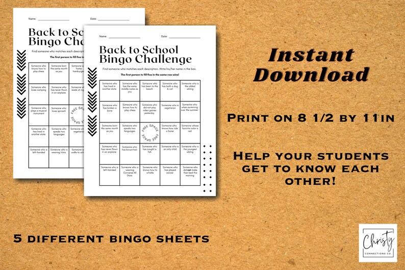 Back to School Bingo Get to Know You Game Printable Icebreaker Back to ...