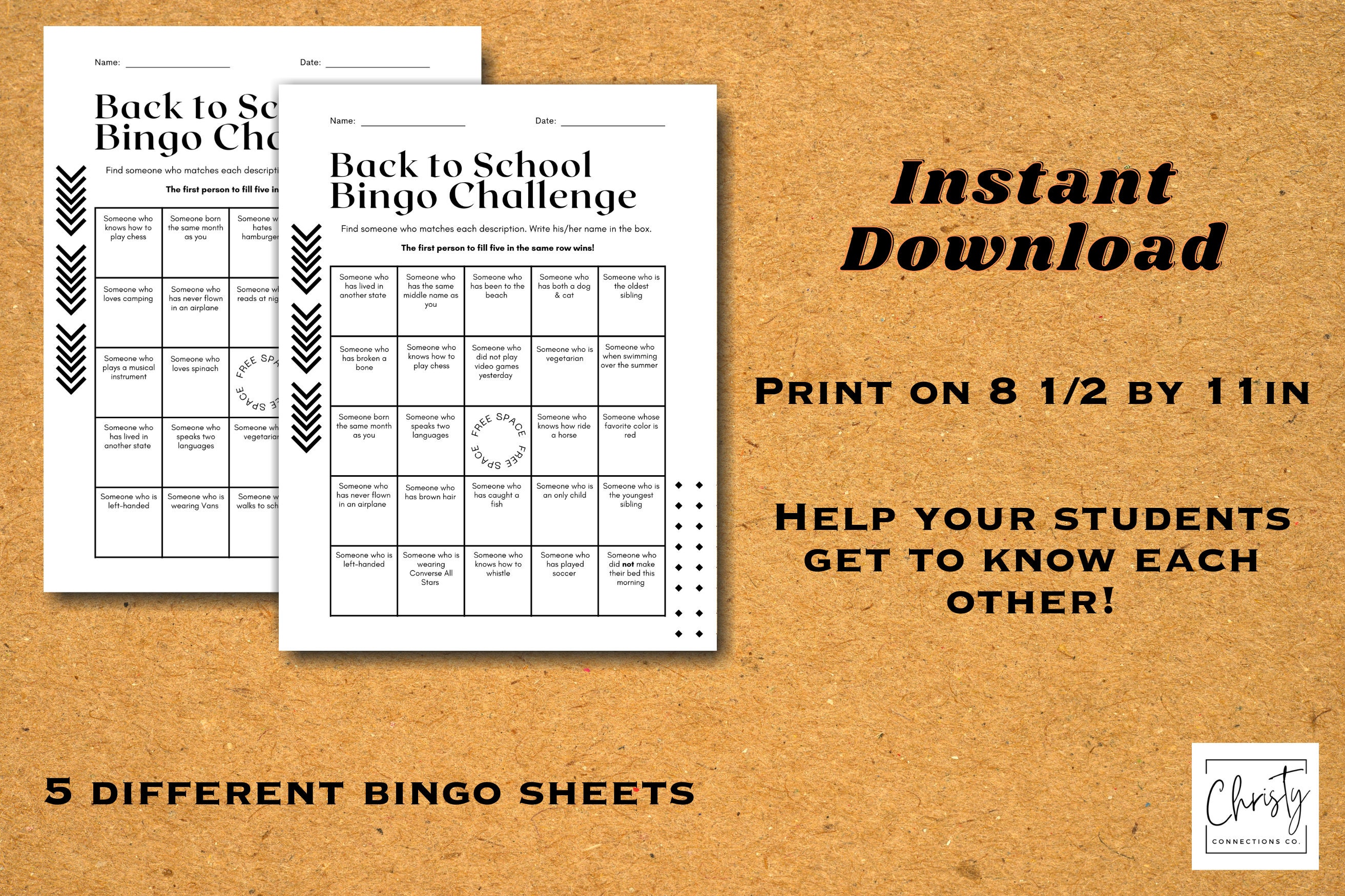 Back to School Bingo Get to Know You Game Printable Icebreaker Back to ...