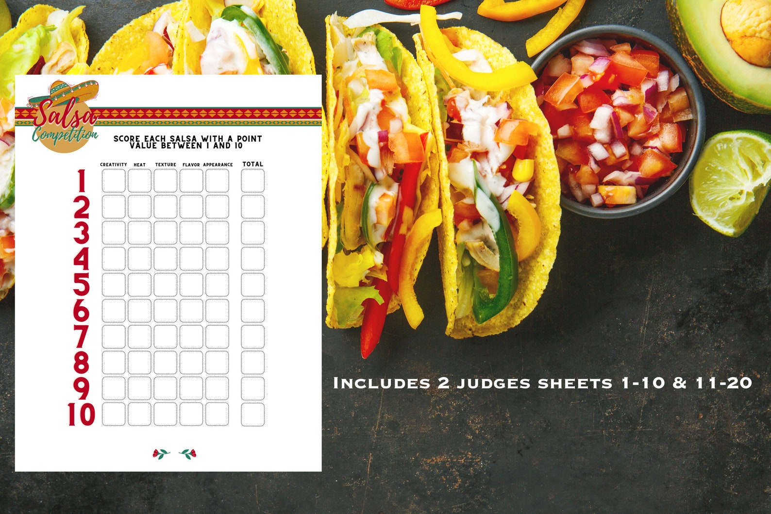 Salsa Competition Printable Party Pack | Judges' Table - Etsy