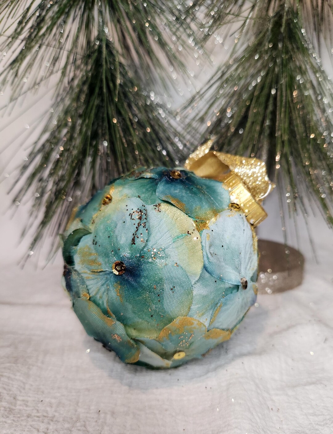 4-inch Teal Christmas Ornament, Using Polyester Fabric in Shades of ...