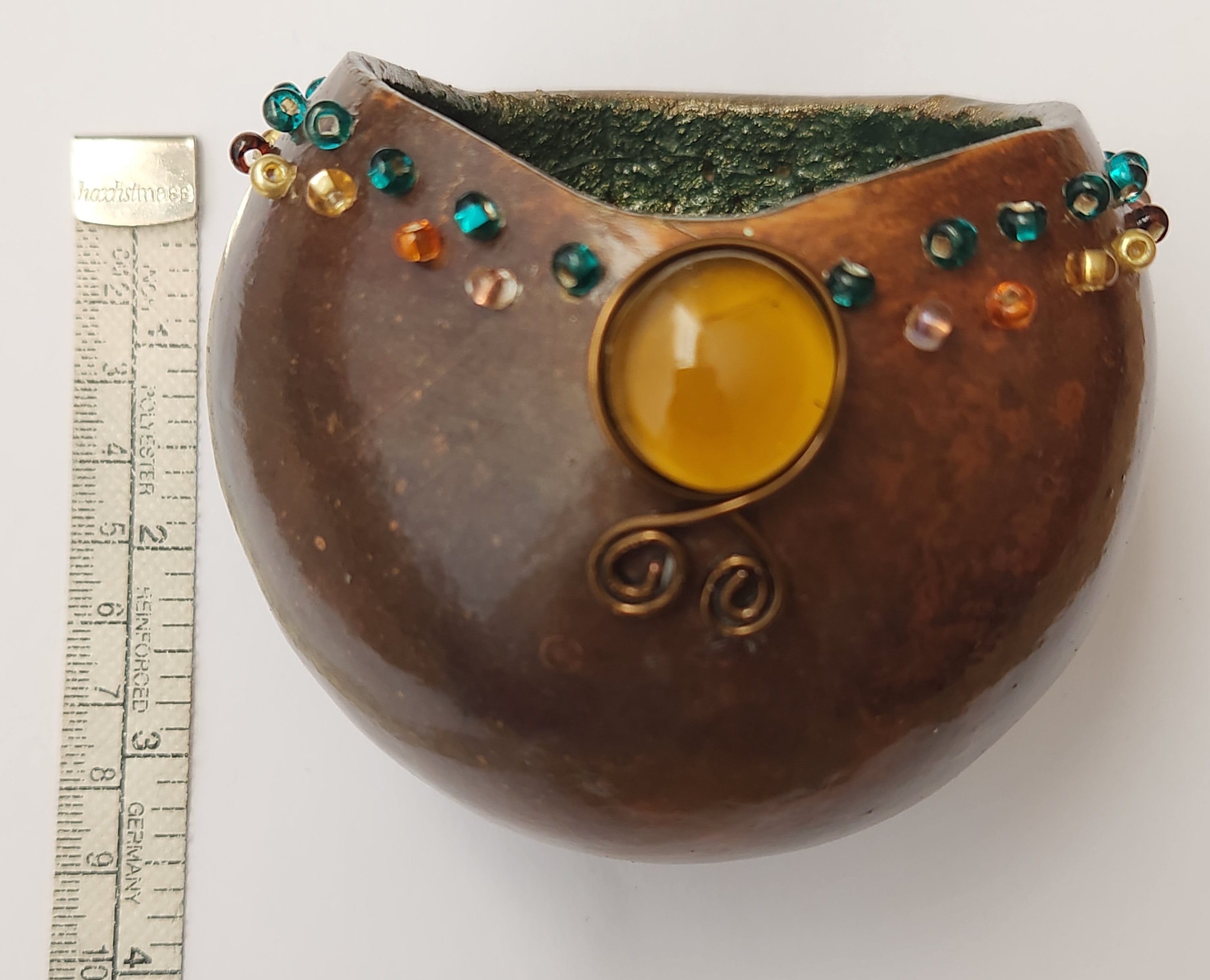 Hanging Gourd Pot Decorated With Green and Yellow Glass Beads. - Etsy