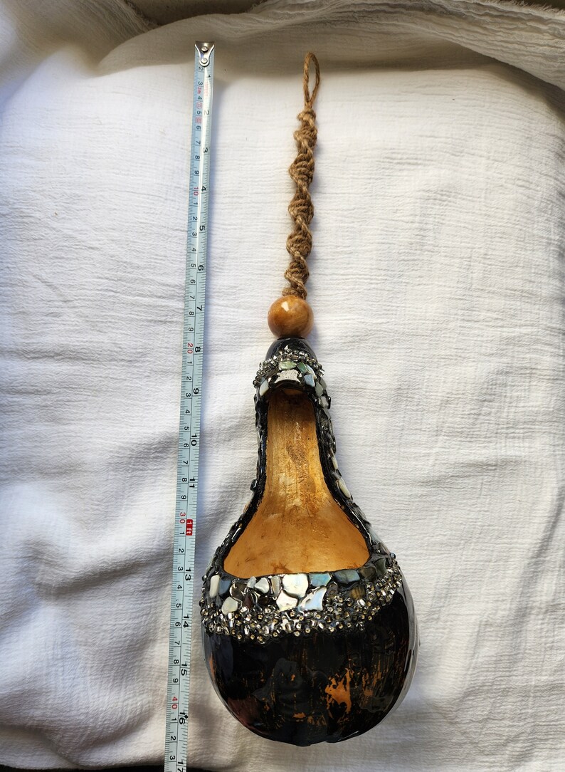 Hanging Gourd Pot Decorated With Shade of Black and Grey Glass Beads ...