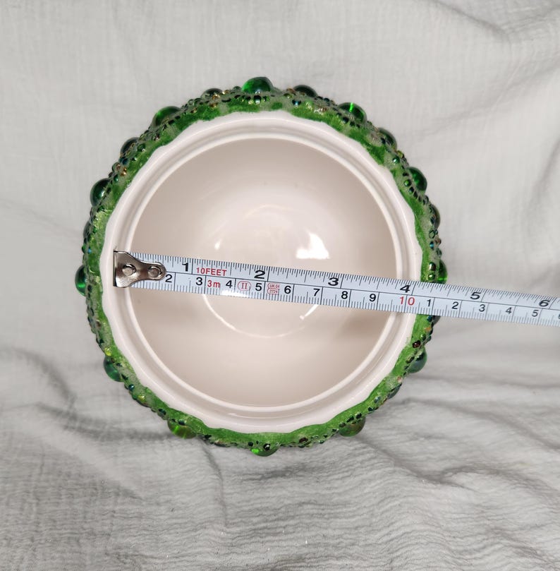 Beaded Pot Decorated by Using a Variety of Green Glass Beads. - Etsy