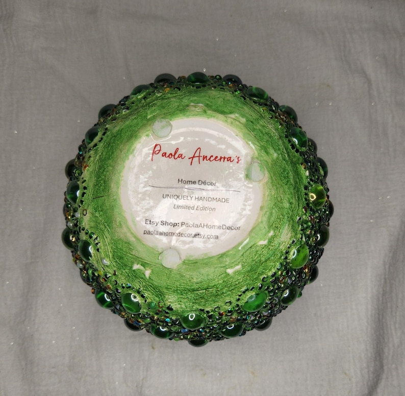 Beaded Pot Decorated by Using a Variety of Green Glass Beads. - Etsy