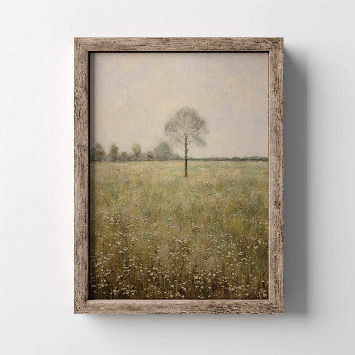 Vintage Greenery Painting Floral Wall Art Greenery Wall Art Wildflower ...