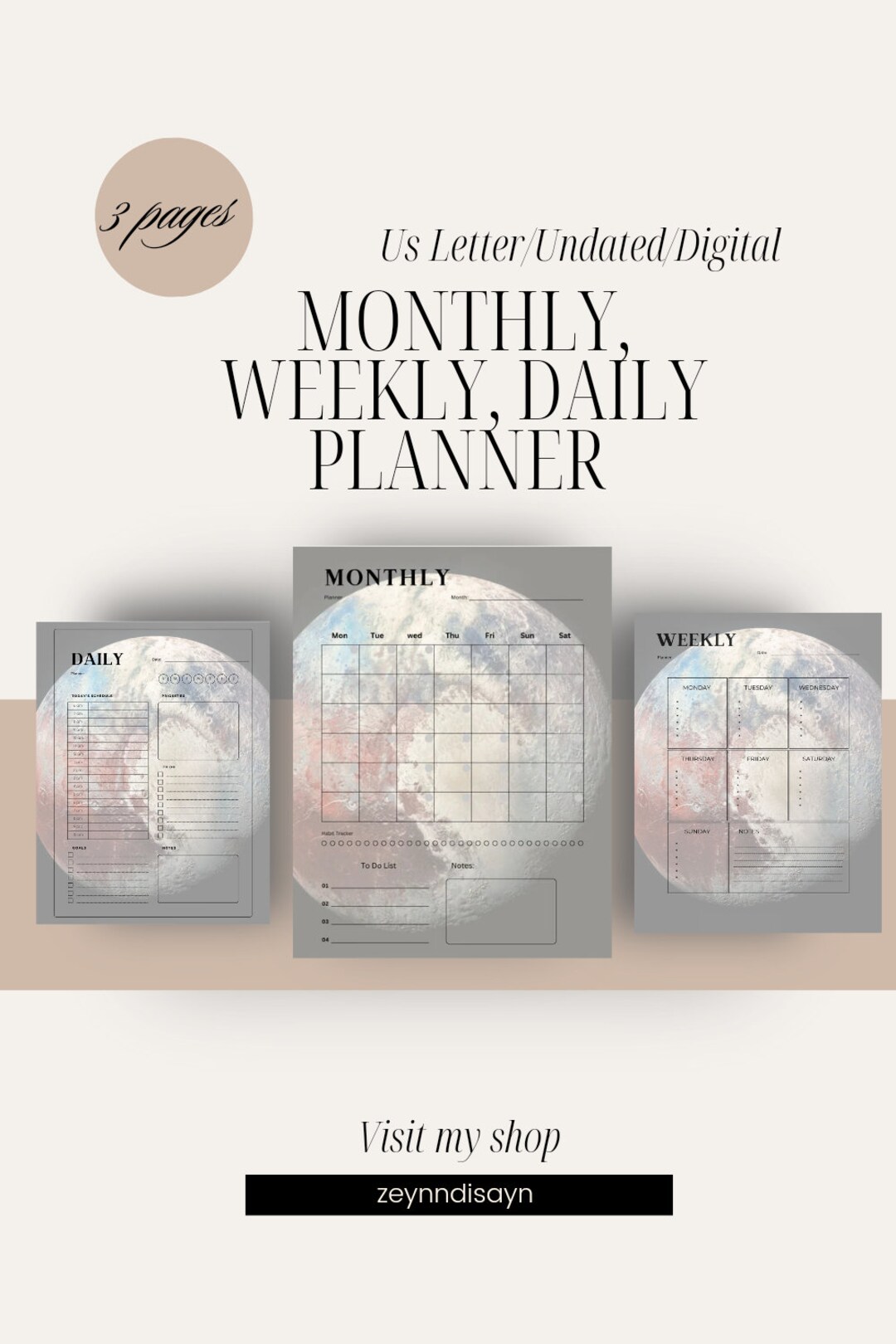 Minimal Undated Monthly Weekly Daily Plannerprintableus - Etsy