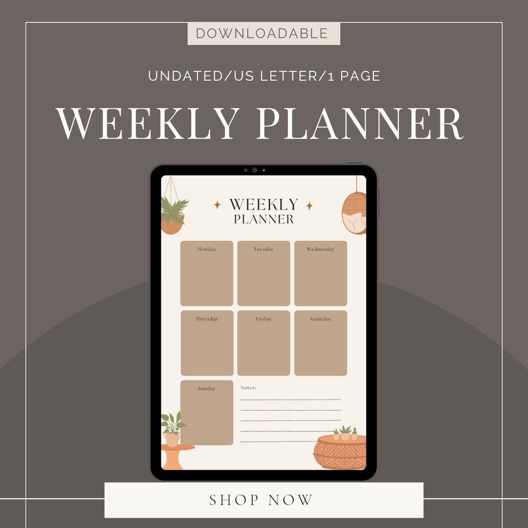 Minimalist Weekly Planner Printable to Do List,week on 1 Page, Weekly Agenda, Planner ınserts ...