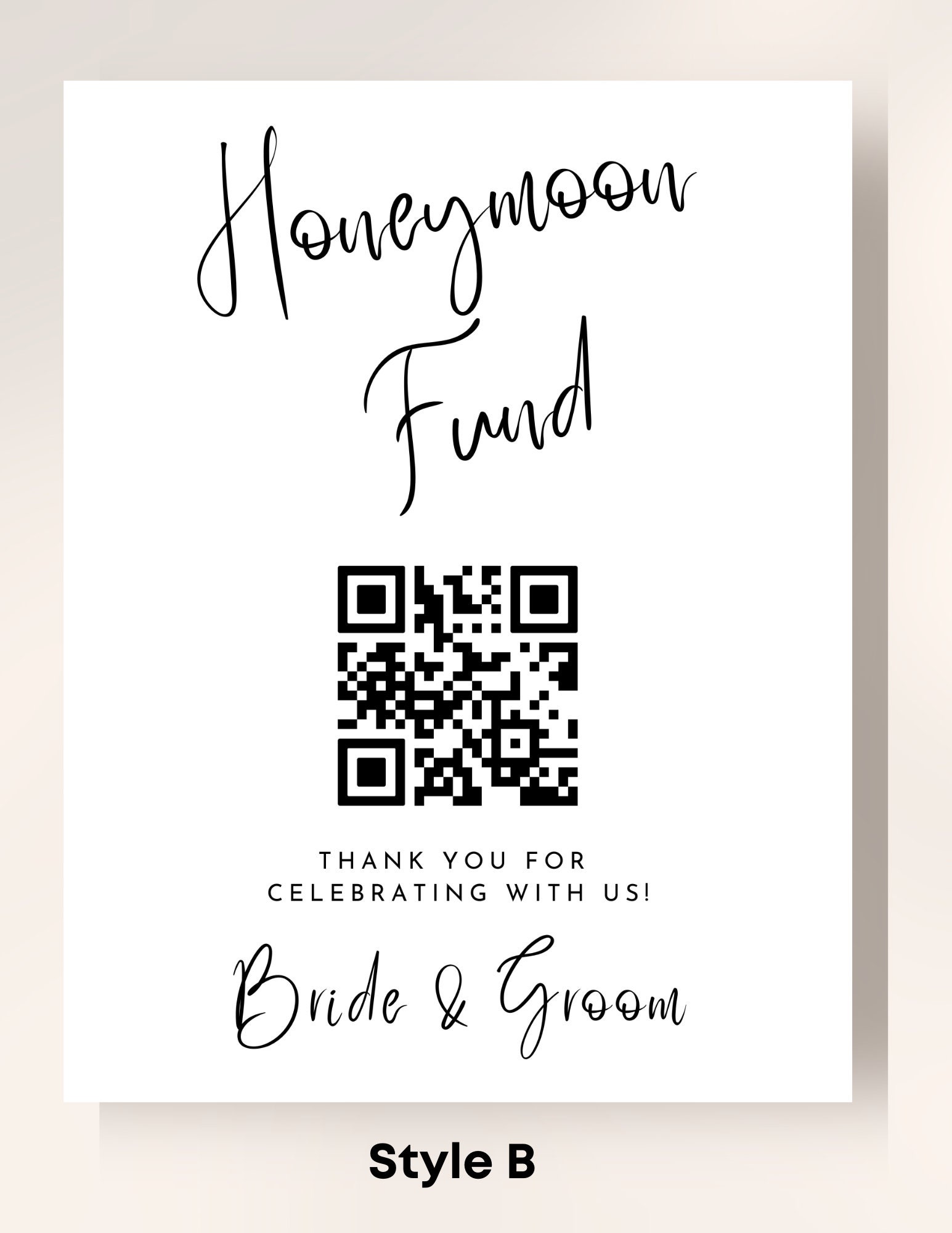 Honeymoon Fund QR Code Sign 8.5x11- Wedding Honeyfund Sign - Etsy