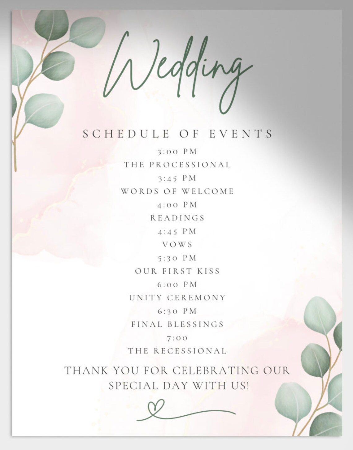 Wedding Program Template, Rustic Wedding Ceremony Program, Canva Editable Template - Etsy