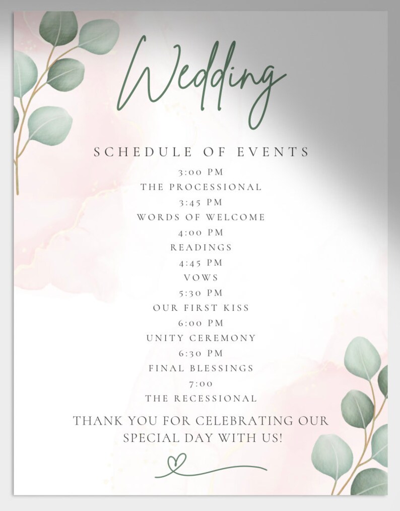 Wedding Program Template, Rustic Wedding Ceremony Program, Canva ...