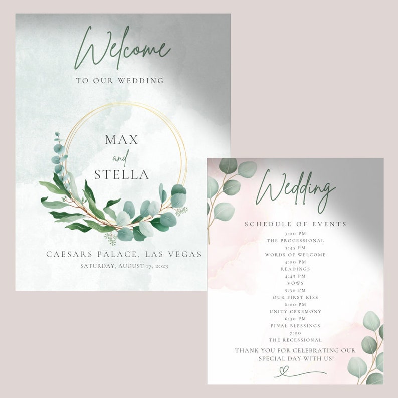 Wedding Program Template, Rustic Wedding Ceremony Program, Canva ...