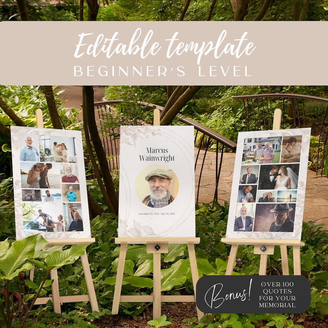 Unisex Memorial Photo Collage Template Set of 3 Celebration of Life ...