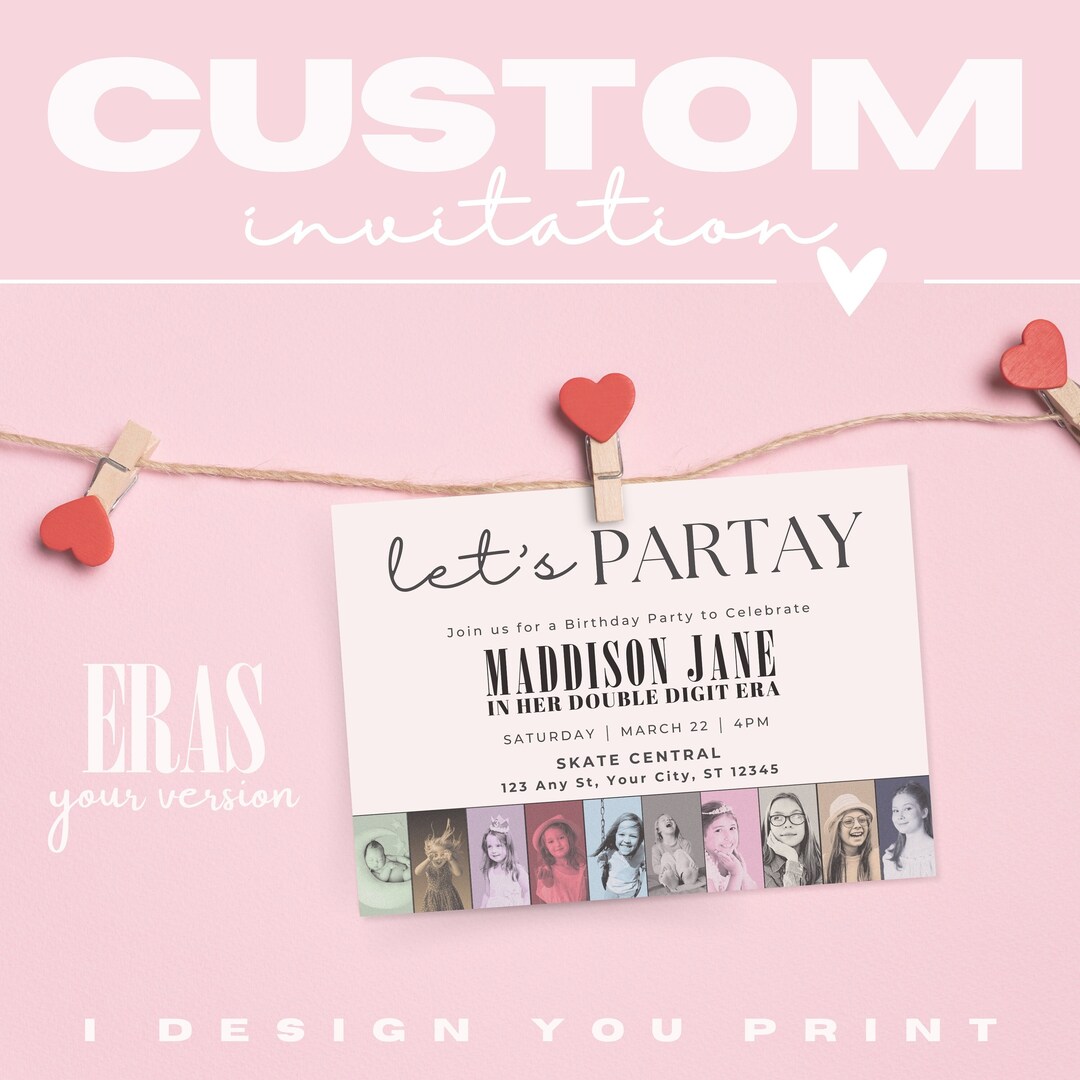 Custom, Personalized Eras Themed Birthday Party Invitation | Download ...
