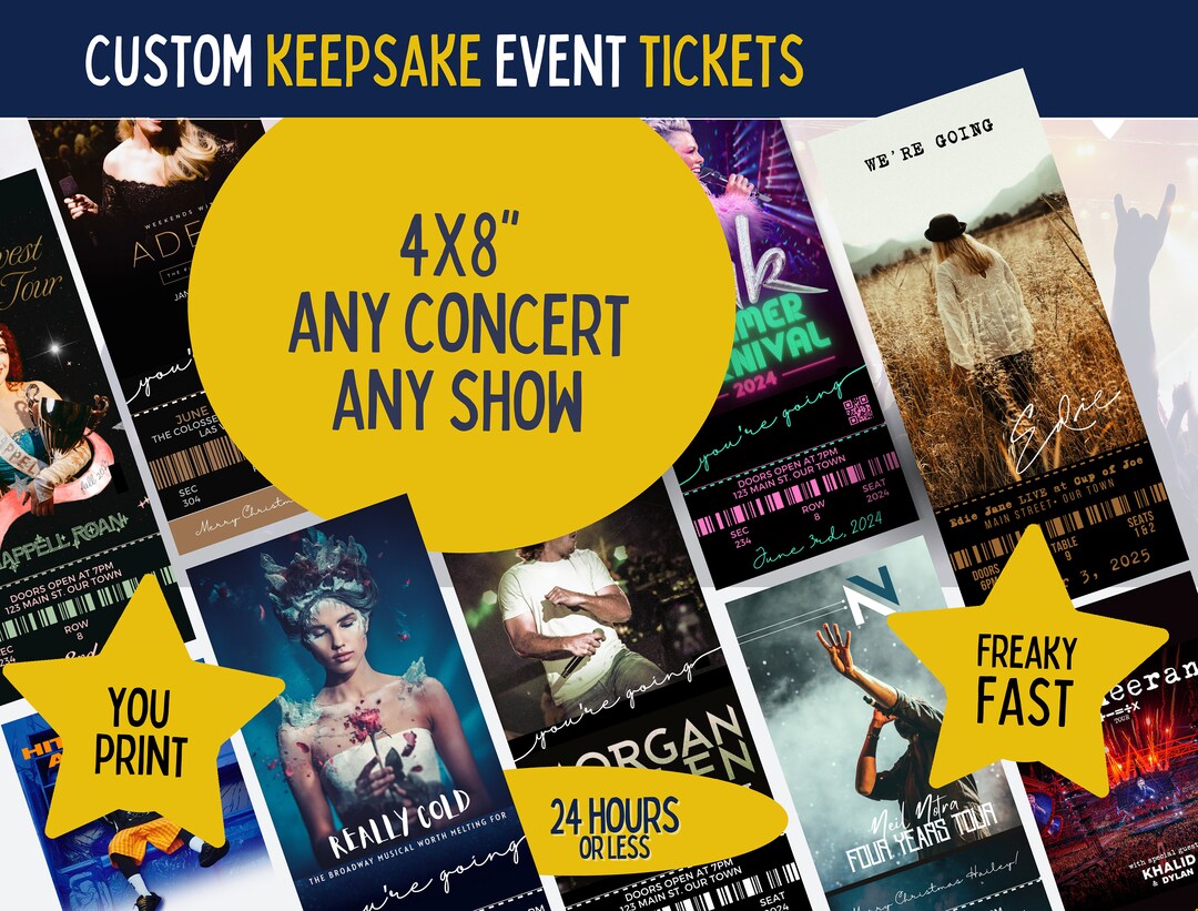 FAST Last Minute | Personalized Printable Concert Tickets | Fake ...