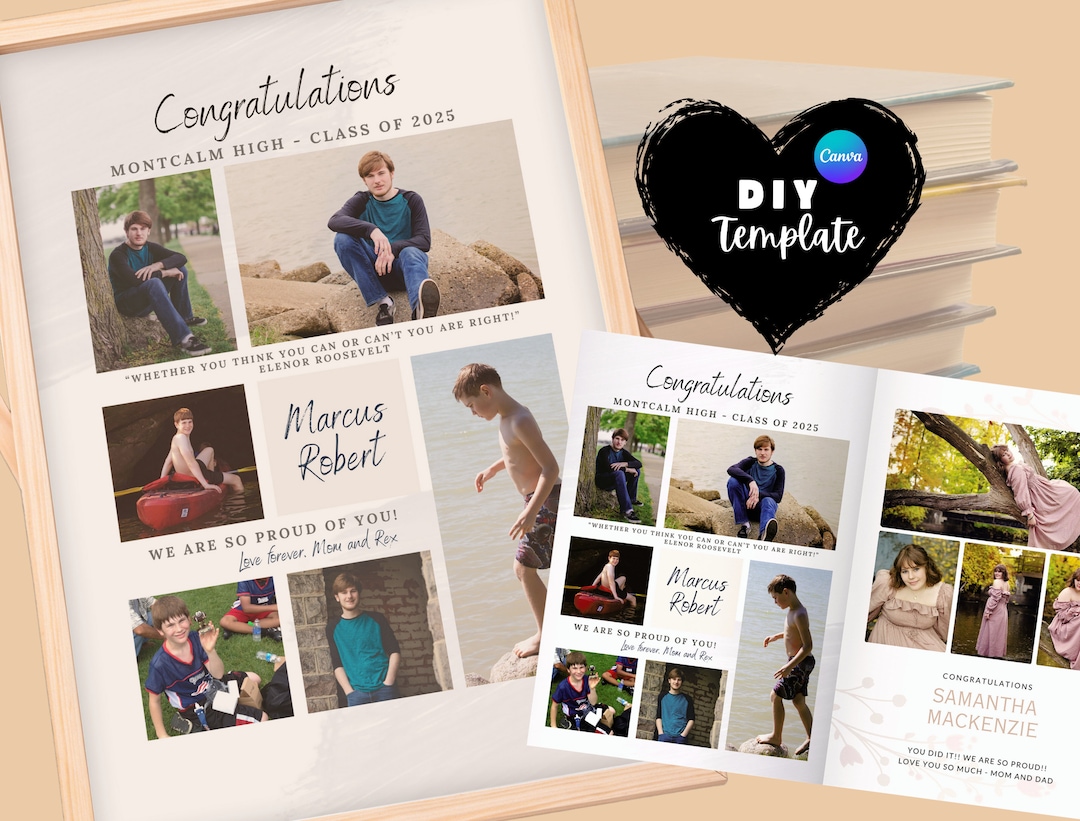 Full Page Yearbook Ad Template Photo Collage for Boys | Canva Template ...