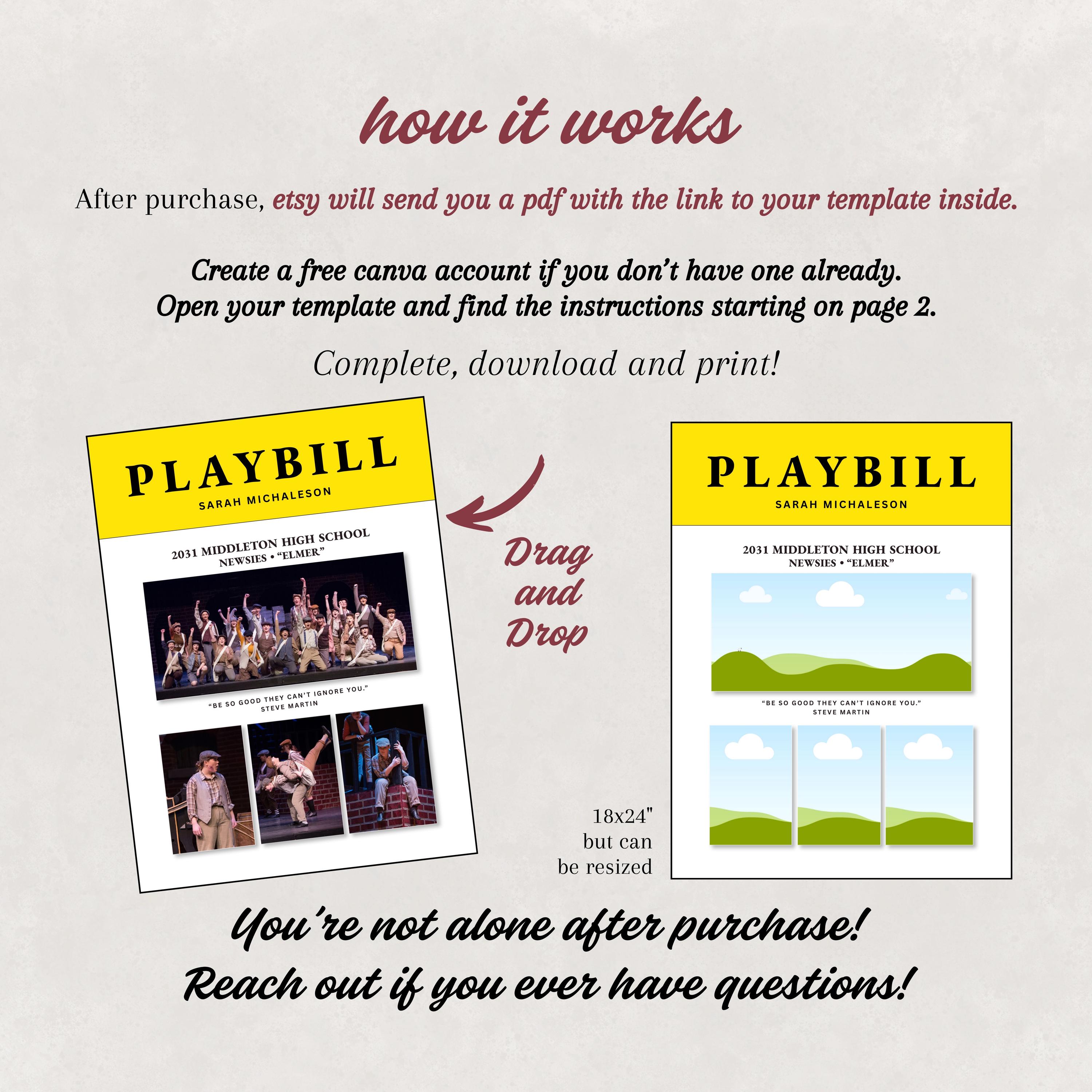 Playbill Template Canva | DIY Keepsake Gift for High School Musical ...
