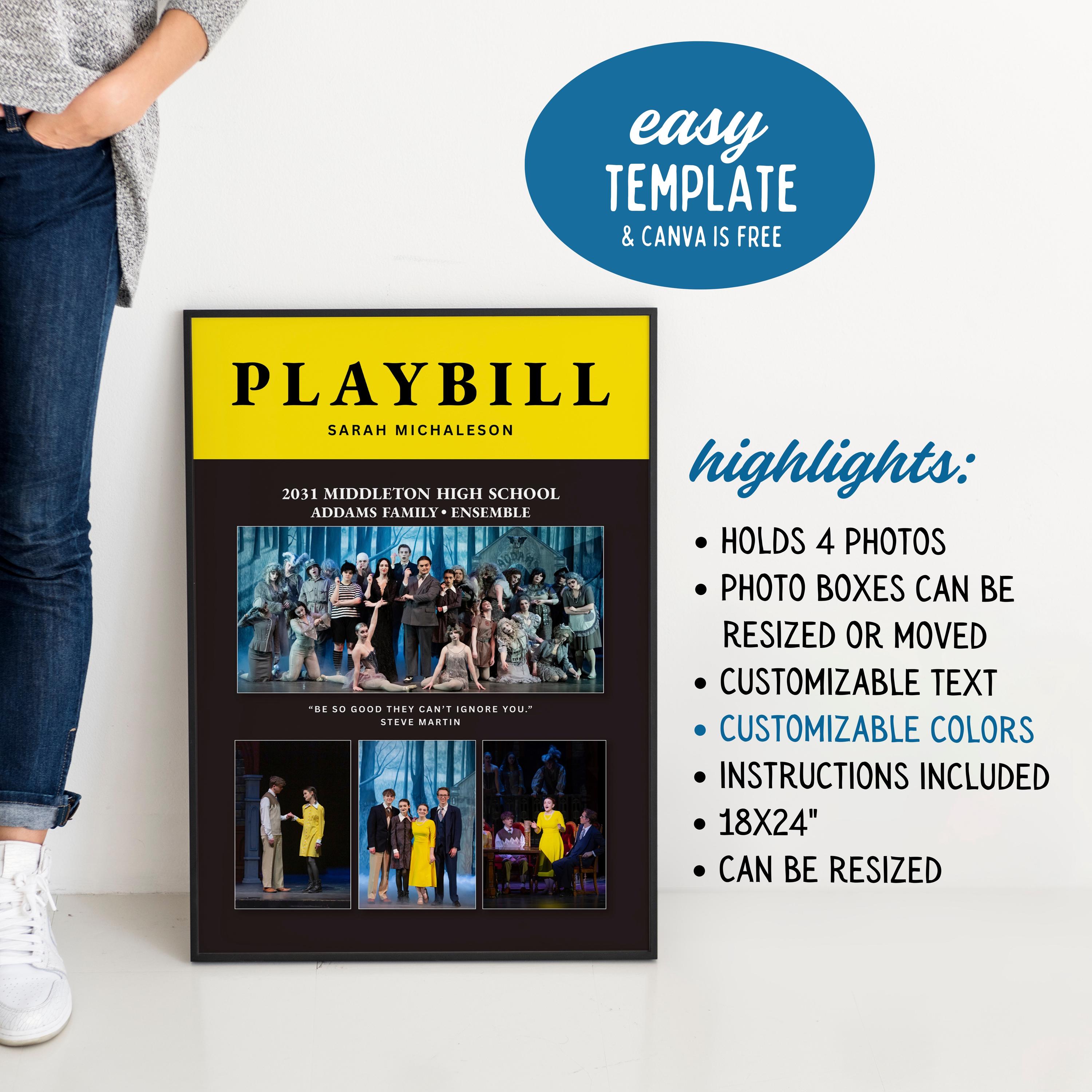 Playbill Template Canva | DIY Keepsake Gift for High School Musical ...