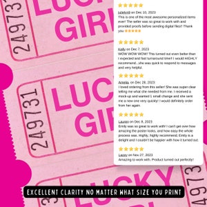 Horizontal Pink Ticket Print Lucky Girl Preppy Wall Art Prints Preppy ...