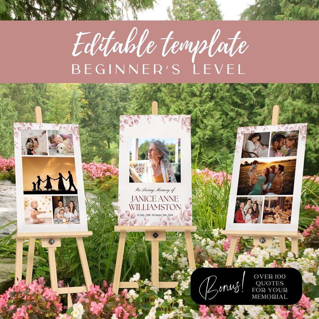 Funeral Photo Collage Set of 3 Memorial Templates | Celebration of Life ...