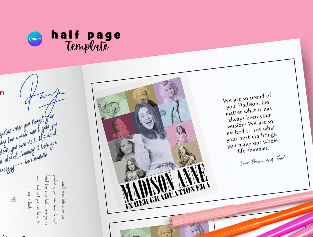 Yearbook Ad Template Personalized High School Half Page Program Eras ...