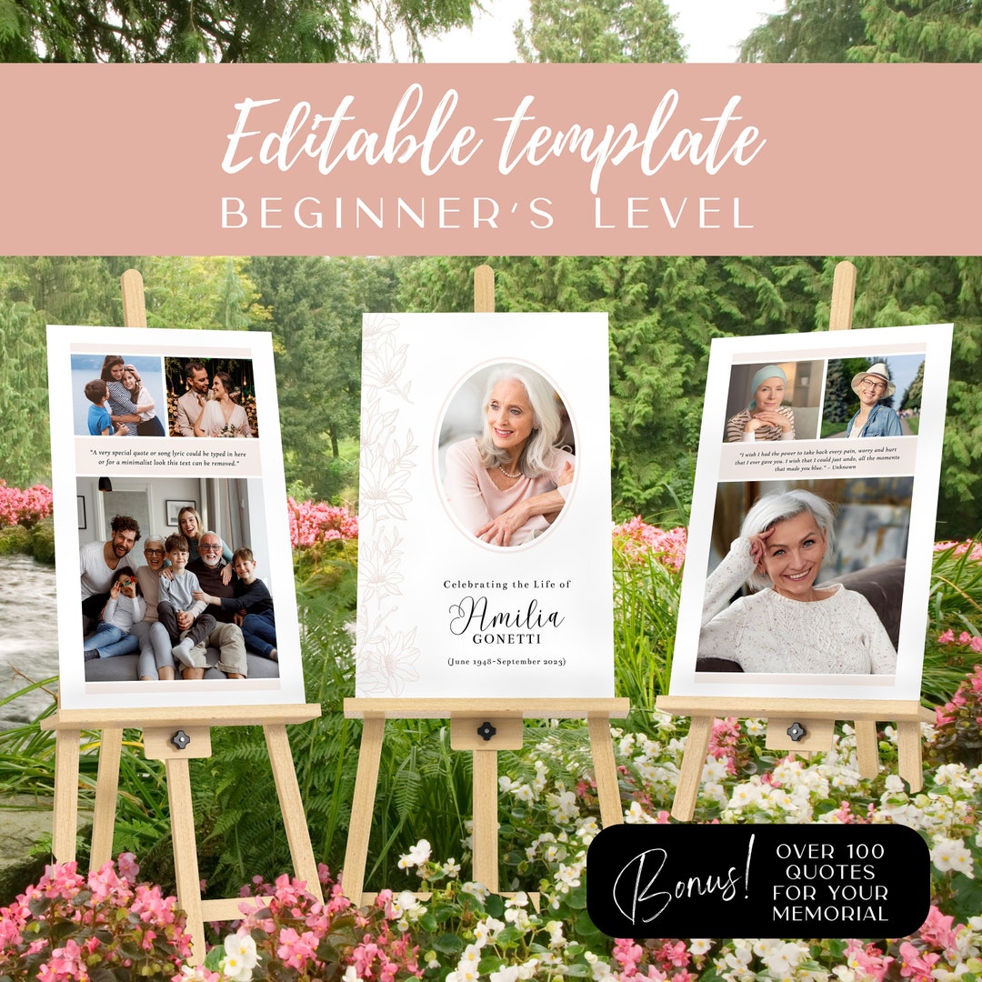 Memorial Funeral Sign Photo Collage Poster Photo Collage Set Template ...