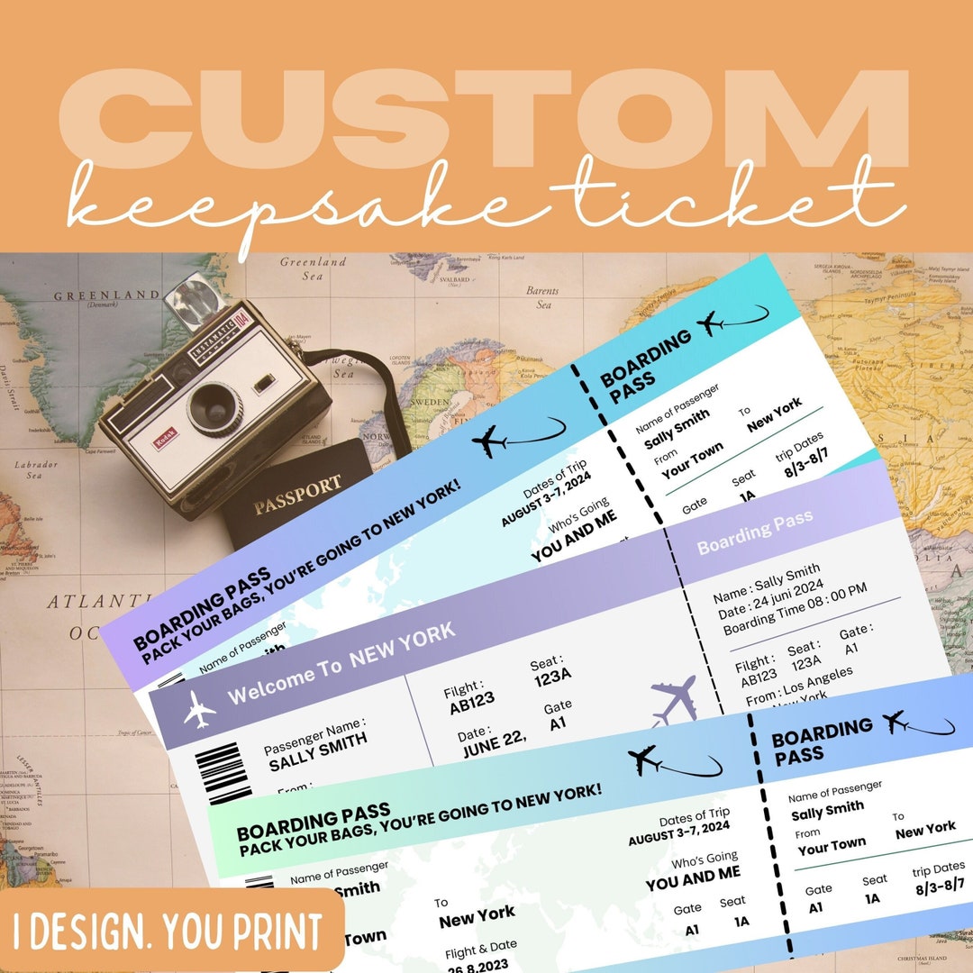 Personalized Printable Airplane Ticket: Surprise Trip Gift (same Day ...