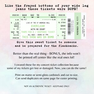 Nostalgic 90s Personalized Concert Ticket to Gift | Fake Concert ...