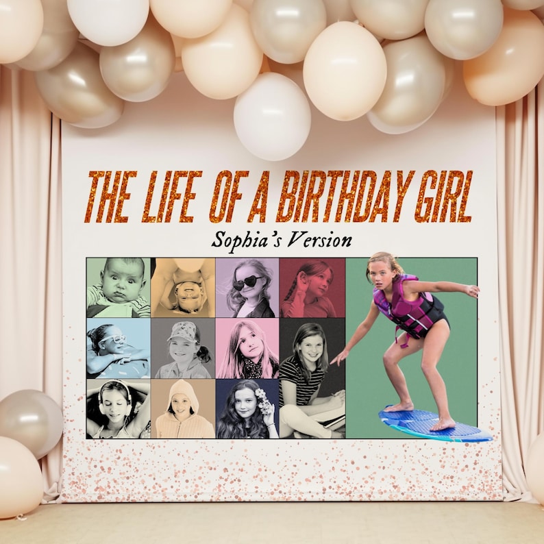 Personalized Eras Photo Backdrop: Custom Birthday Era Party Banner With ...