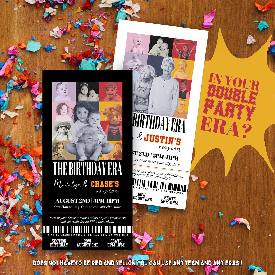 Personalized Double Birthday Party Invitation Kelce Eras Football ...
