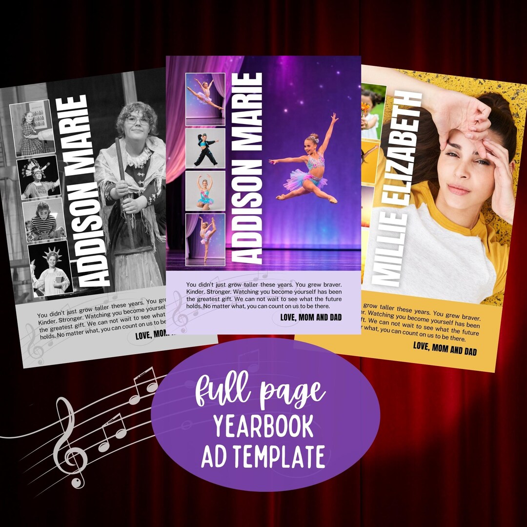 Full Page Yearbook Ad Template, Canva Photo Collage | Program Ad Layout ...