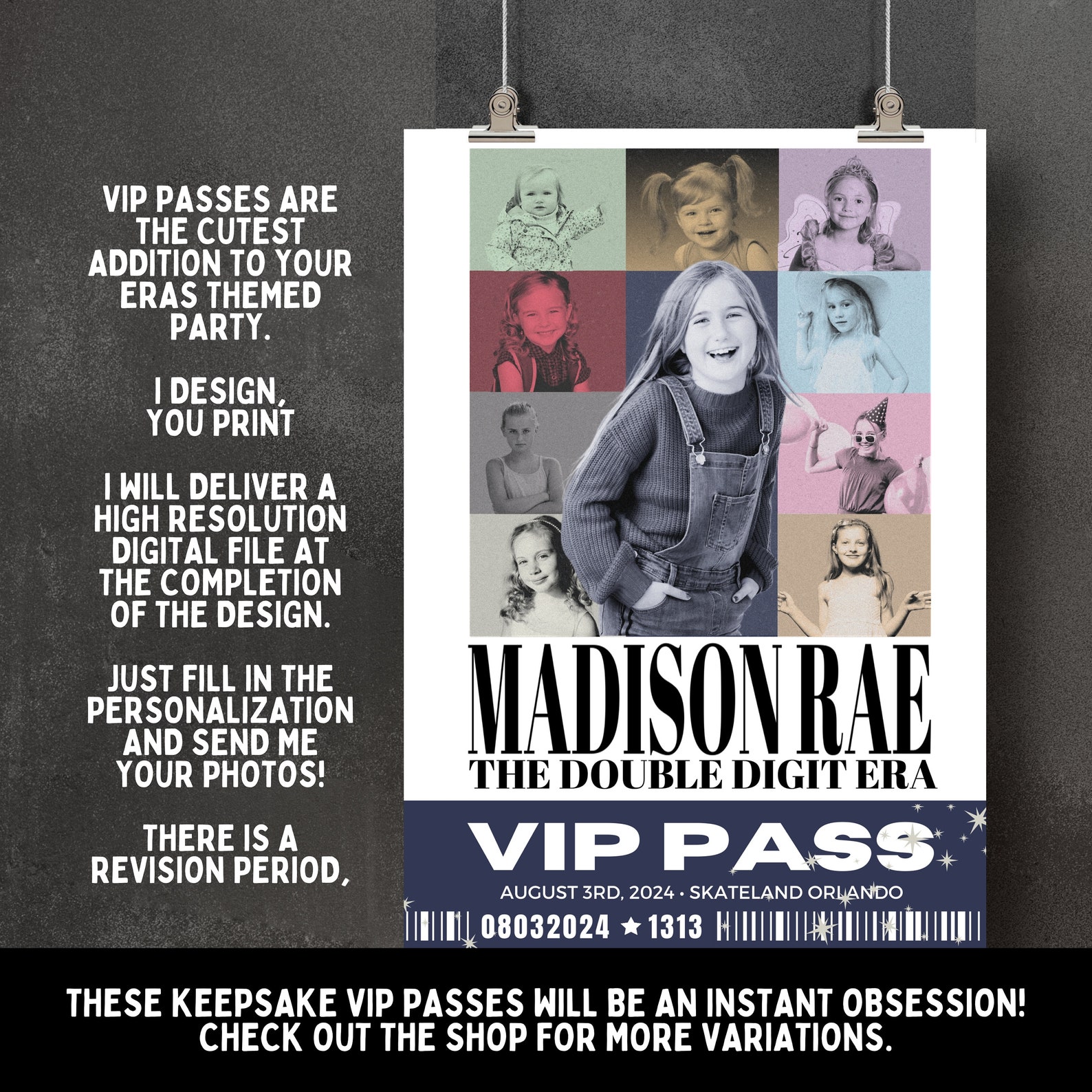 Custom Printable Eras VIP PASS Party Favor : Personalized Era Concert ...