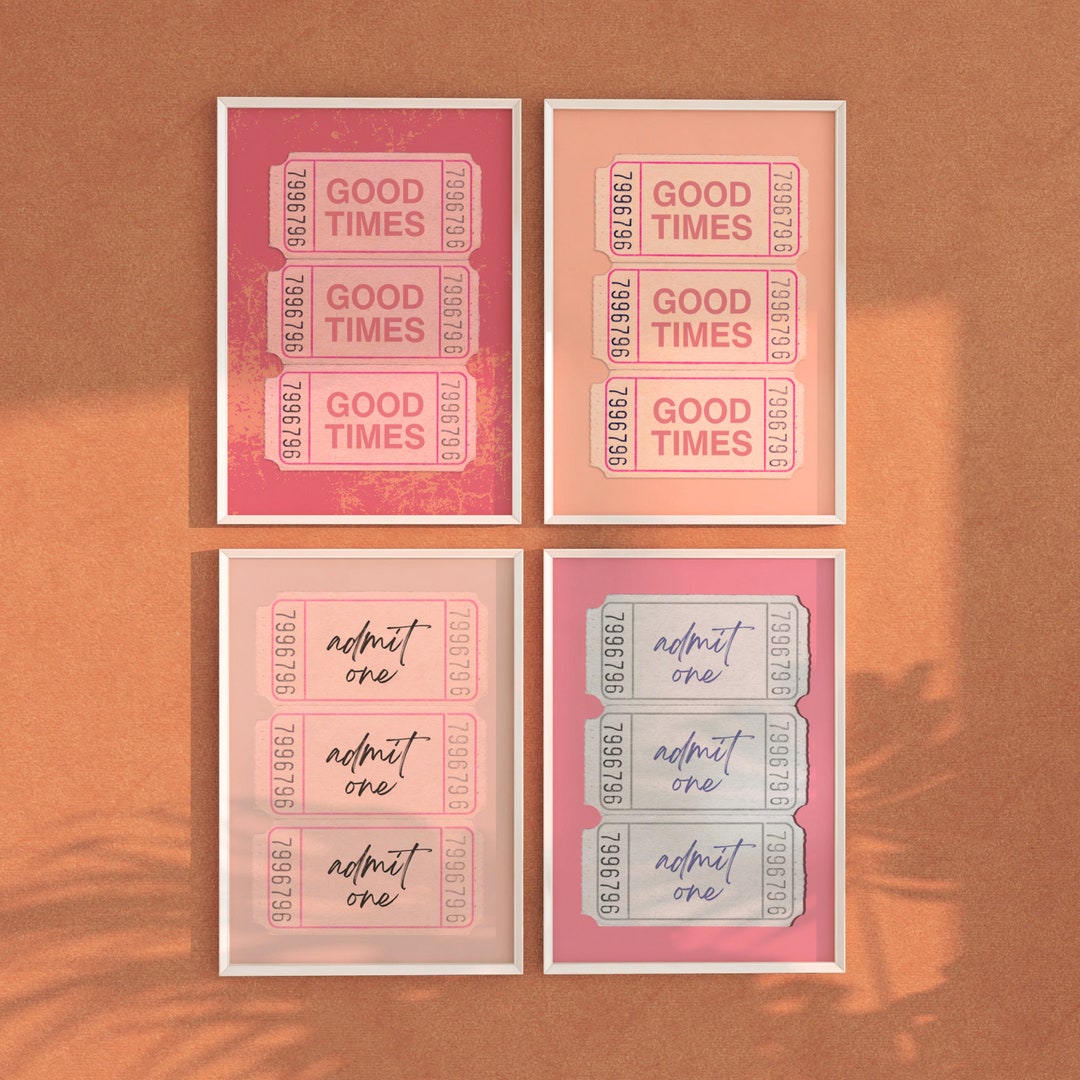 Customizable Admit One Ticket Poster: Funky Preppy Room Decor (digital ...
