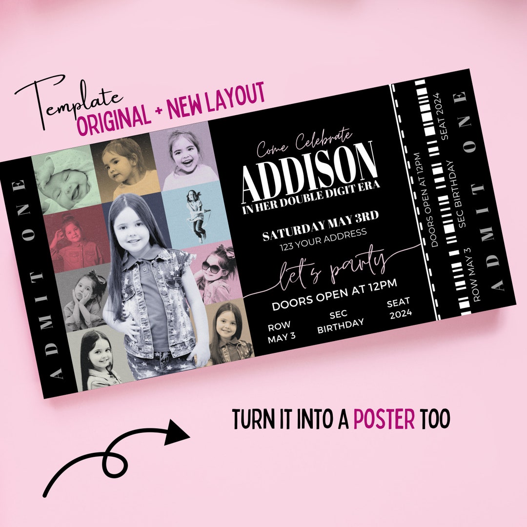 Custom Birthday Era Party Invitation Template | Editable Personalized ...