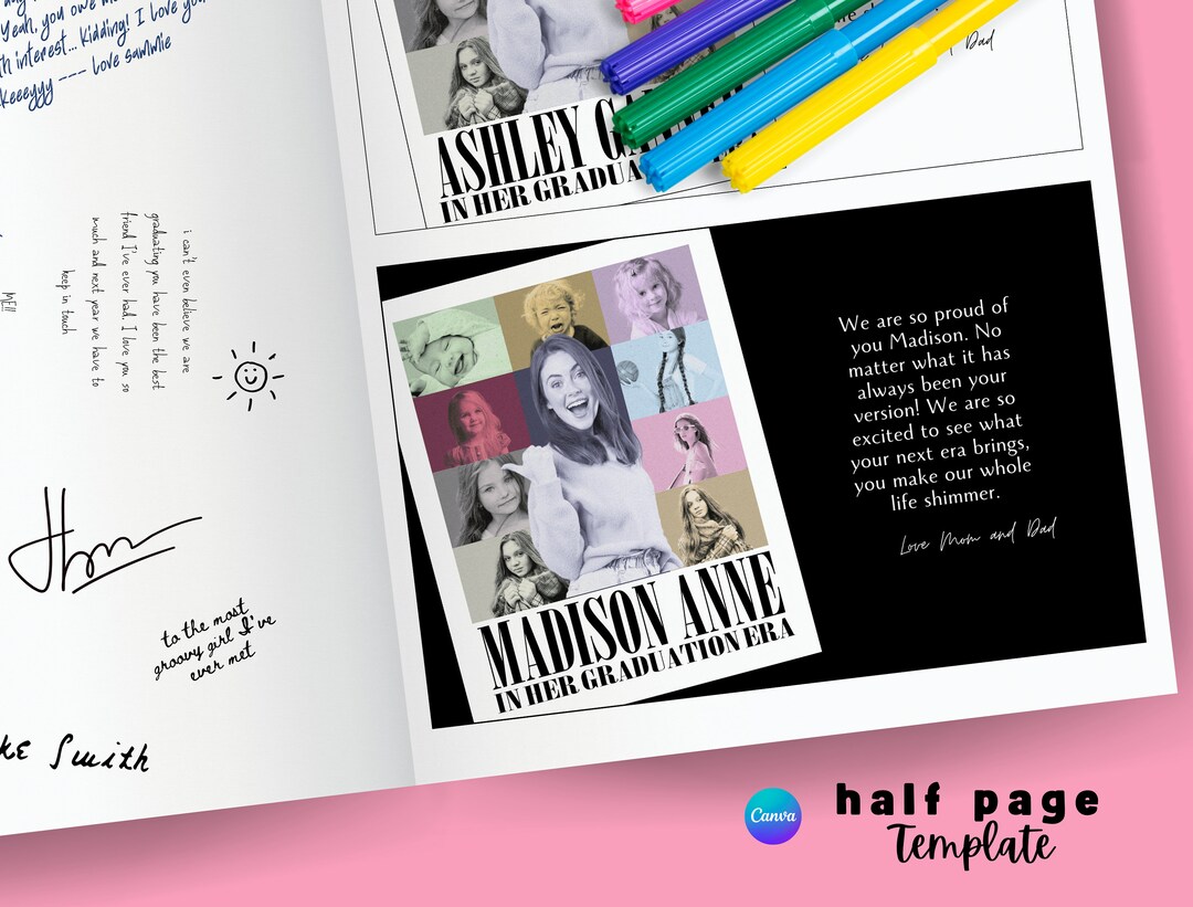 Yearbook Ad Template Personalized High School Half Page Program Eras ...